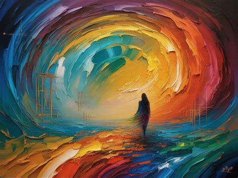 Vibrant Abstract Scene With Solitary Figure And Colors Deep Dream
