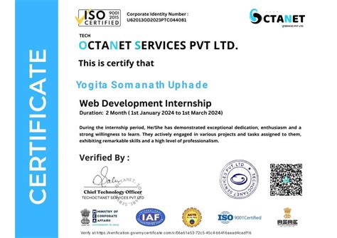Octanet Webdevelopment Internship Octanet Octanetinternship Yogita Uphade