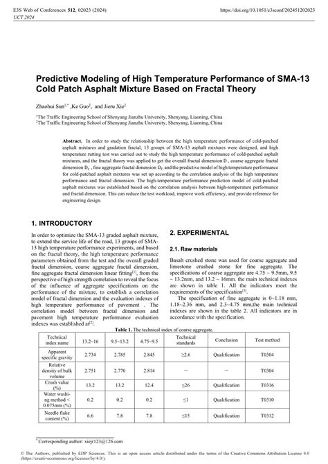 Pdf Predictive Modeling Of High Temperature Performance Of Sma 13 Cold Patch Asphalt Mixture