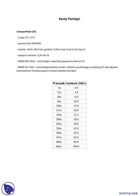 karty pamieci notatki informatyka notatki informatyka docsity