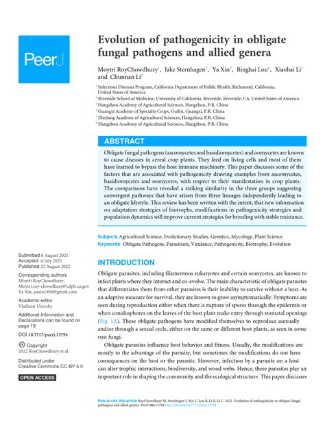 Pdf Evolution Of Pathogenicity In Obligate Fungal Pathogens And