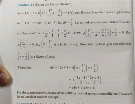solution 2 using the factor theorem 6x2 17x 5 6 x2 617 x 65 6p x