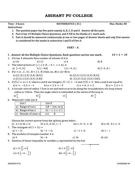 1st pu midterm qp oct24 pdf mathematical concepts mathematics