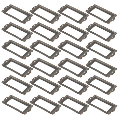 24pcs Metal Label Holder Frames Antique Drawer Cabinet Label Frames