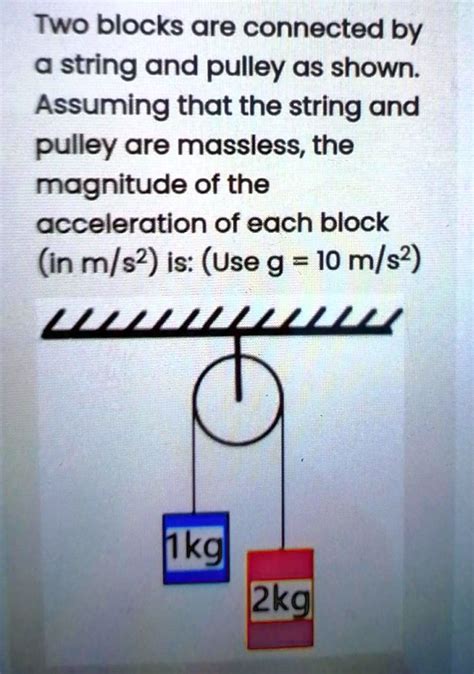 Two Blocks Are Connected By A String And Pulley As Shown Assuming That