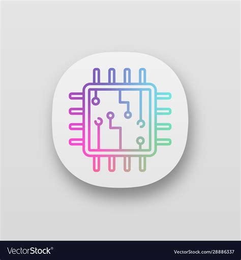 Processor With Electronic Circuits App Icon Vector Image