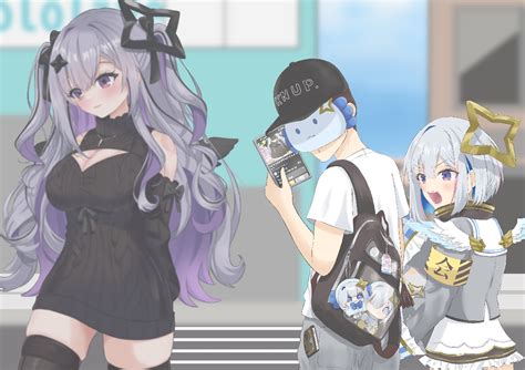 Amane Kanata Amane Kanata Amane Konata And Upao Hololive Drawn By Baweu Danbooru