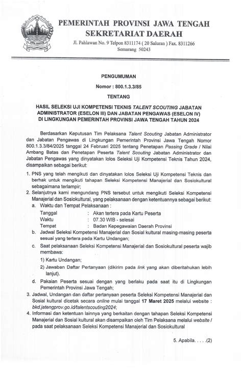 Talent Scouting 2024 Pemprov Jateng