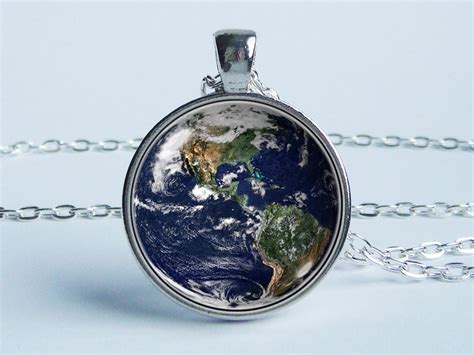 Earth Necklace Planet Earth Necklace Planet Pendant Space Etsy