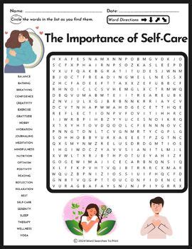 The Importance Of Self Care Word Search Puzzle By Word Searches To Print