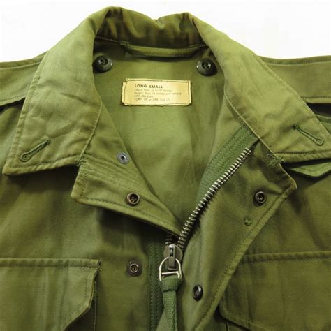 Vintage 60s Army Coat Og107 Military Small Long Wind Resistant Crown