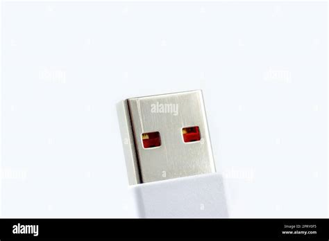 White Usb Cable Connector Close Up On Light Background With Copy Space Stock Photo Alamy