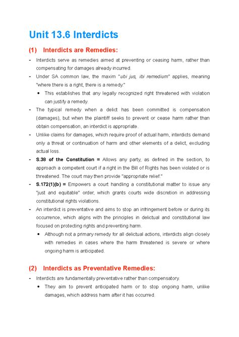 Unit 136 Interdicts Unit 13 Interdicts 1 Interdicts Are Remedies