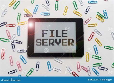 Conceptual Caption File Server Word Written On Device Which Controls Access To Separately