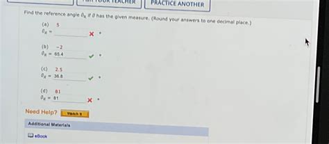 Solved Find The Reference Angle θr ﻿if 0 ﻿has The Given