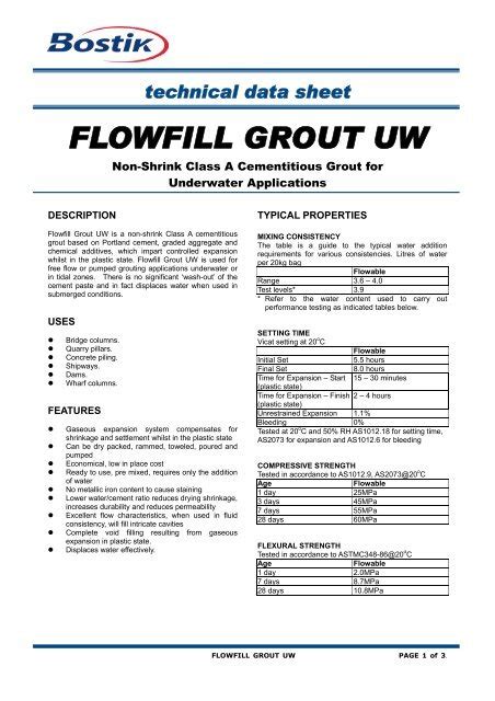 Flowfill Grout Uw Bostik Hong Kong Limited