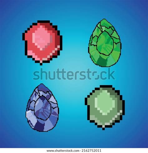 8bit Pixel Ruby Gemstones Game Assets Stock Vector Royalty Free 2162752011 Shutterstock