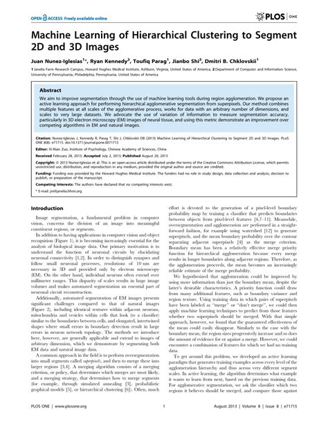 Pdf Machine Learning Of Hierarchical Clustering To Segment 2d And 3d