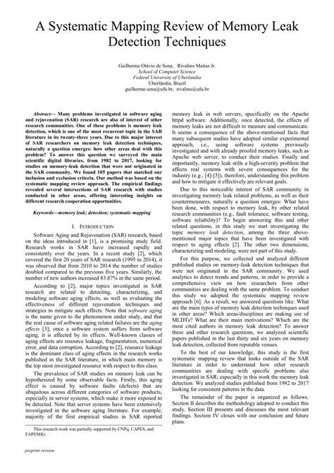 [pdf] A Systematic Mapping Review Of Memory Leak Detection Techniques