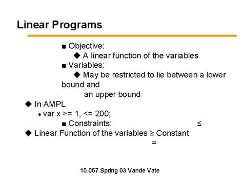 Linear Programming Hierarchy Of Models Define Linear Models