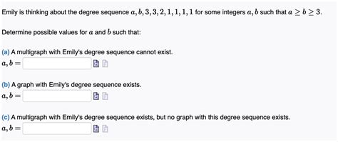 Solved Emily is thinking about the degree sequence | Chegg.com