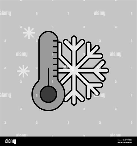 Thermometer And Snowflake Vector Isolated Grayscale Icon Thermometer