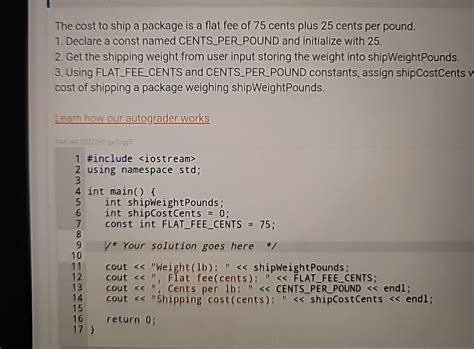 Solved The Cost To Ship A Package Is A Flat Fee Of 75 ﻿cents