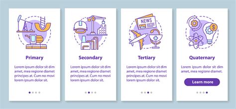 선형 개념으로 모바일 앱 페이지 화면을 온보딩하는 제조 프로세스 기본 보조 삼차 사분면 연습 단계 그래픽 지침 Ux Ui 아이콘이 있는 Gui 벡터 템플릿 4에 대한 스톡