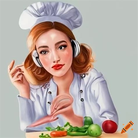 Girl In Kitchen Experimenting With Ingredients While Listening To Music