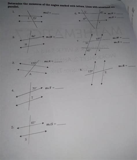 solved parallel determine the measures of the angles marked with