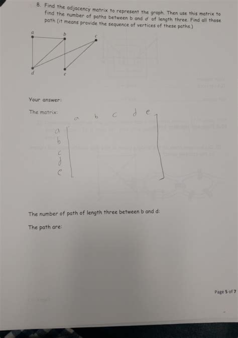 Solved 8 Find The Adjacencý Matrix To Represent The Graph