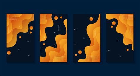 Colorful Template Banner With Gradient Color Design With Liquid Set