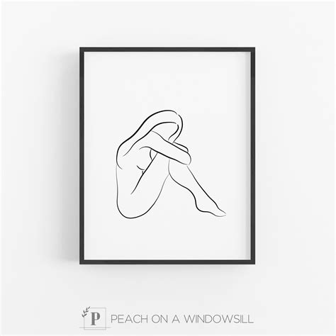 Naked Girl Sketch Outline Of A Woman Nude Body Figure Etsy