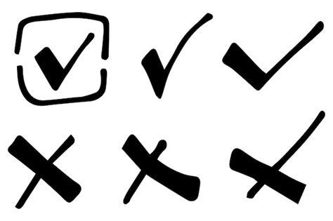 Premium Vector Check Mark And Cross Hand Drawn Vector Isolated Brush