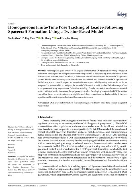 Pdf Homogeneous Finite Time Pose Tracking Of Leader Following Spacecraft Formation Using A