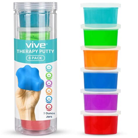 Vive Therapy Putty 6 Pack Putty For Hand Stress Putty For Adults Exercise Putty For