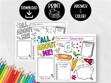 All About Me Printable Getting To Know You Activity Back To School