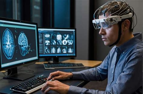 Premium Photo Futuristic Neural Interface Experiment