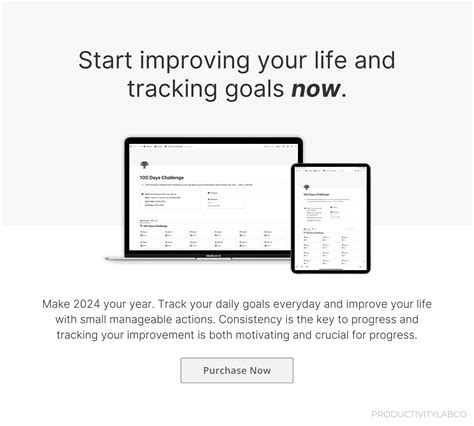 100 Days Challenge Notion Template Minimalistic Habit Tracker