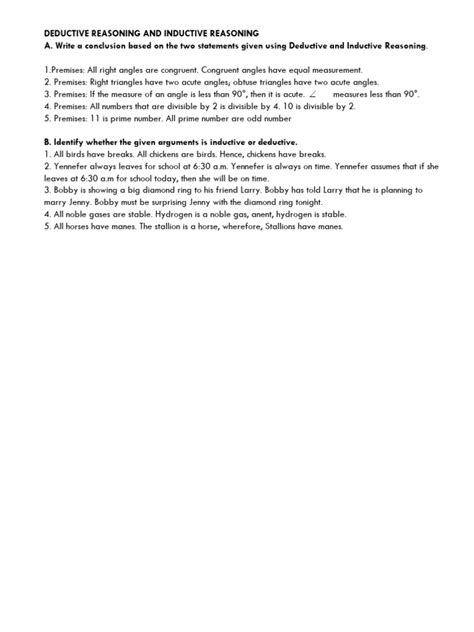 Deductive Reasoning And Inductive Reasoning Activity Pdf