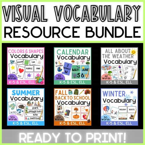 Visual Vocabulary Resource Bundle Esl Efl Ell And Newcomer Tpt