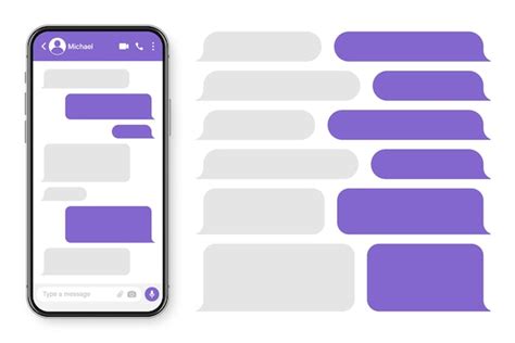 Premium Vector Realistic Smartphone With Messaging App Blank Sms Text Frame Conversation Chat