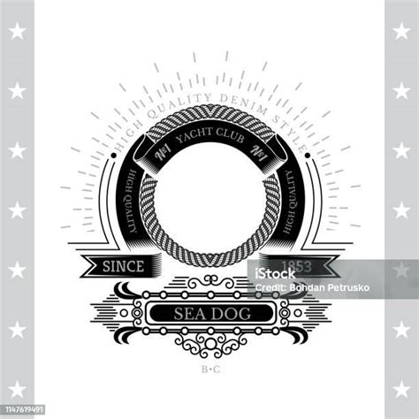 코드와 권선 리본에서 원형 추상 프레임입니다 흰색 절연 팔의 코트와 해양 라벨 프레임에 대한 스톡 벡터 아트 및 기타 이미지