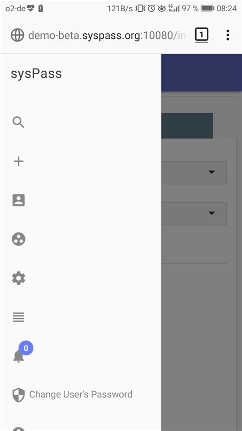 glitches in mobile theme syspass 3 0 beta · issue 901 · nuxsmin