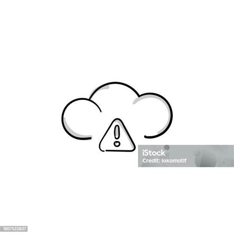 Cloud Computing Error Sketchy Doodle Vector Line Icon With Editable