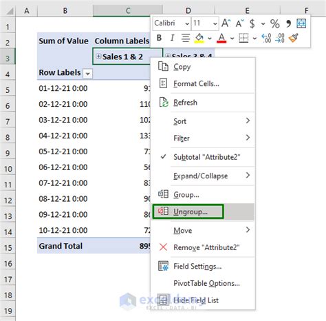 How To Group Columns In An Excel Pivot Table 2 Methods Exceldemy