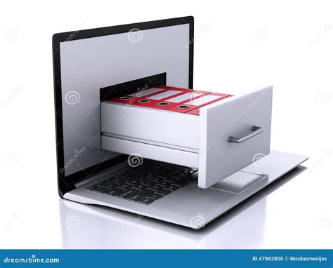 3d Laptop With Ring Binders Data Storage Stock Illustration Illustration Of Folder Ideas