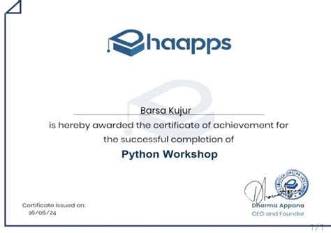 Completed Python Workshop By Dhaapps Barsa Kujur Posted On The Topic