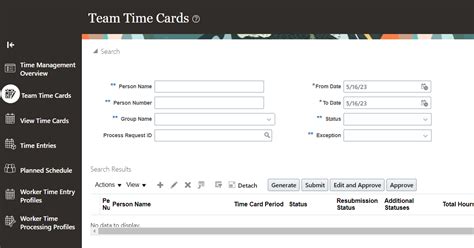 Team Time Card Bip Query For Team Information And Approval Status And
