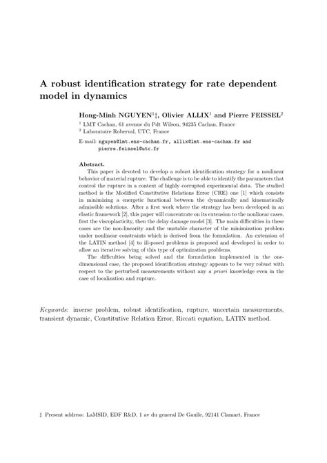 Pdf A Robust Identification Strategy For Rate Dependent Models In